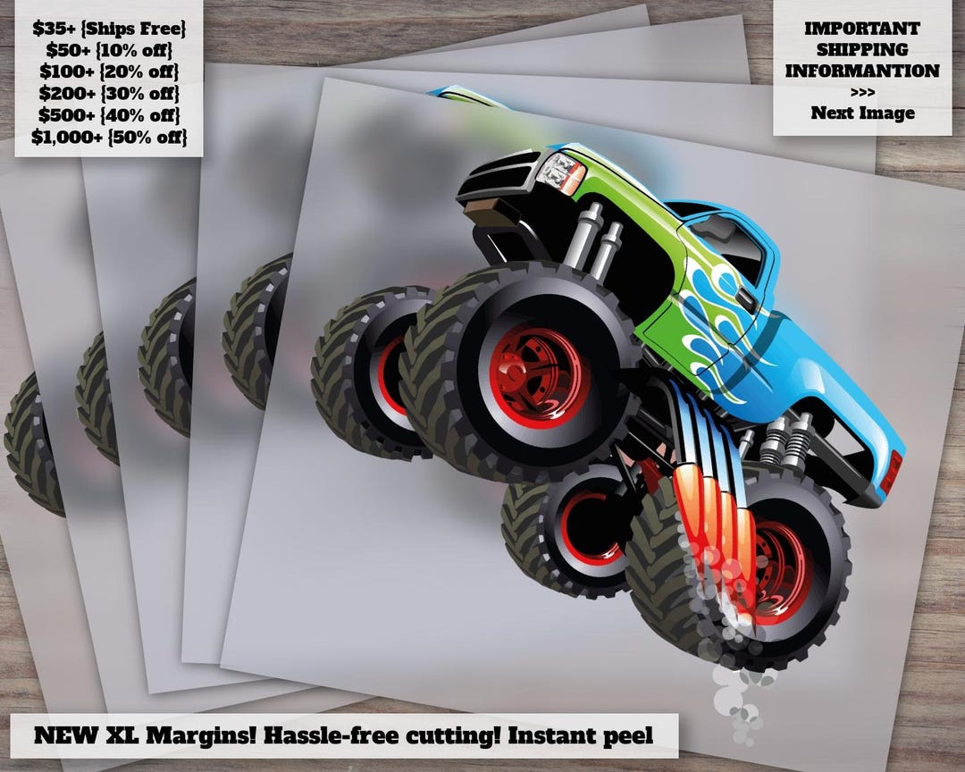 Monster Truck Heat Transfer Design, Ready-to-press Western Style ...