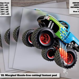 Monster Truck Heat Transfer Design, Ready-to-press Western Style ...