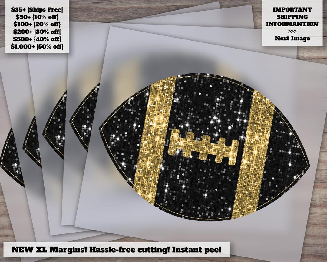 Black and Gold Sequin Football Design | Hand Drawn Glitter Patch ...