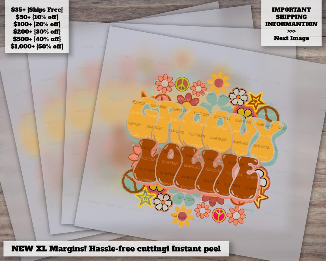 Retro Groovy Lollie Design for Heat Transfer, Ready to Press DTF ...