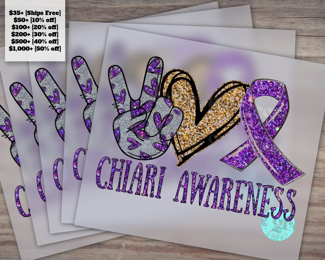 Chiari Malformation Awareness Design, Purple Ribbon Heat Transfer ...
