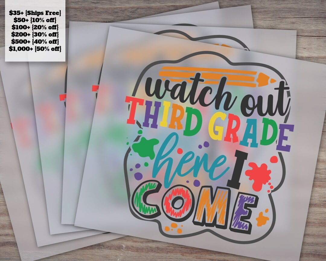 Third Grade Here I Come' DTF File Commercial Use Back to School Shirt ...