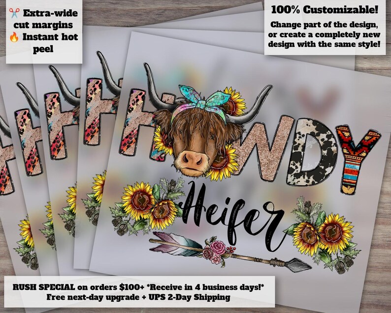 Howdy Heifer Cow Design, Daisy Western Cow Art, Highland Cow Heat ...