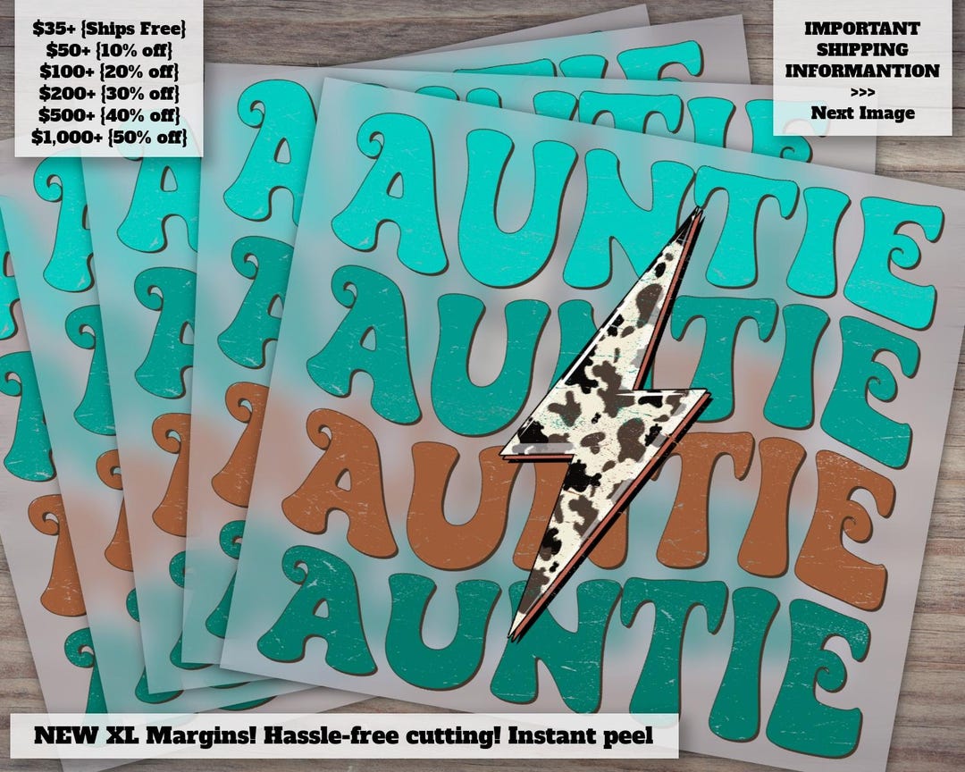 Auntie Cow Print Design - Vintage Blue Cowhide Family Shirt Design ...