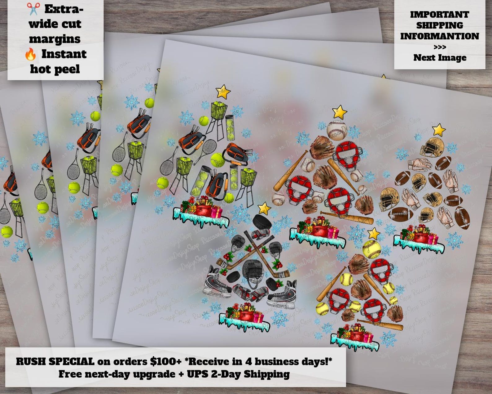 Sports Christmas Tree Design | Ready to Press | Heat Transfer | DTF ...