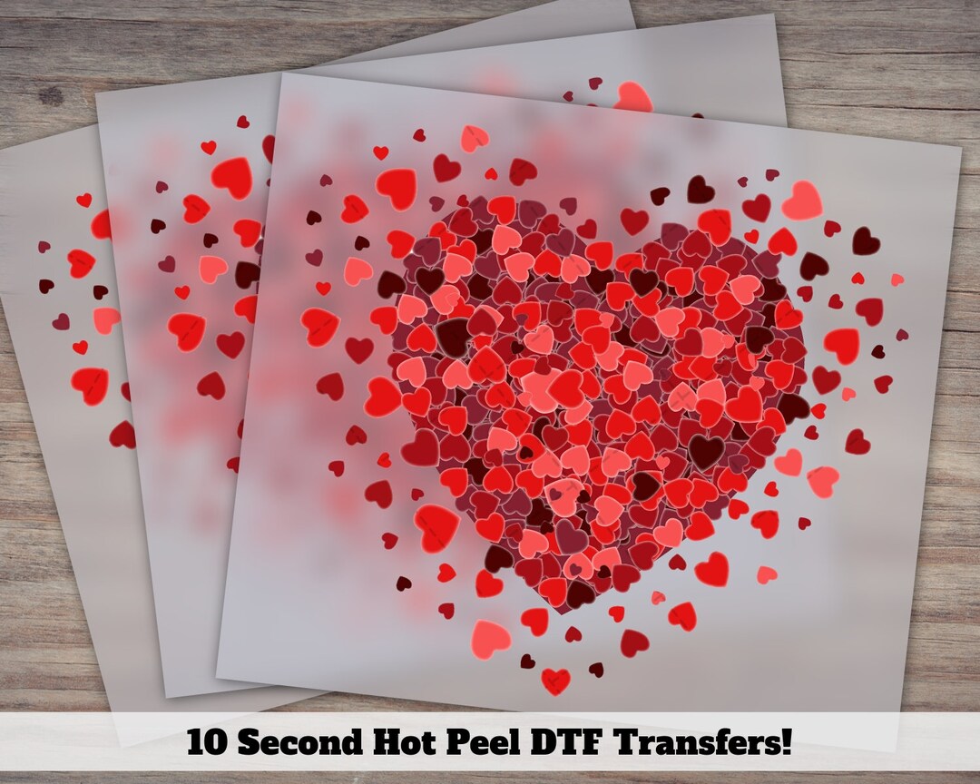 Valentine Love Dtf: Custom 3D Hearts Dtf Transfer Design for Commercial ...