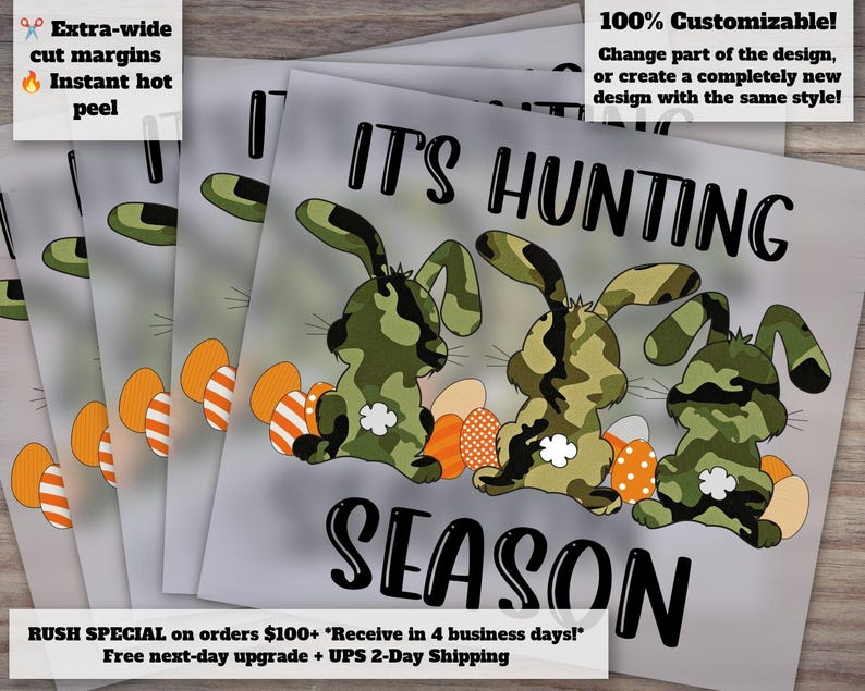Camo Easter DTF Design, Hunting Season Theme, Ready to Press ...