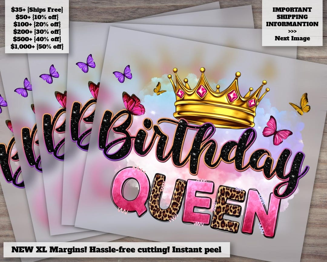 Birthday Queen Design - Heat Transfer, Ready to Press, Birthday Party ...