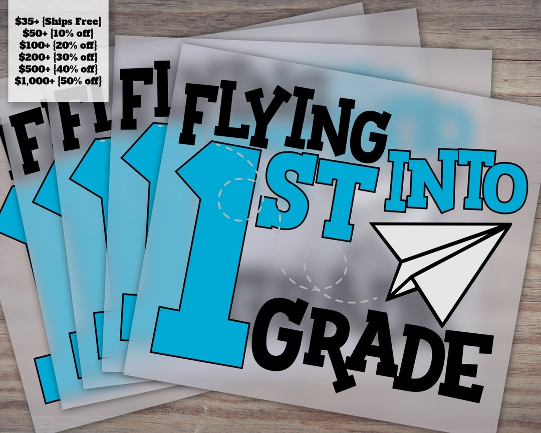 1st Grade Back to School DTF Ready to Press Heat Transfer, DTF Cut File ...