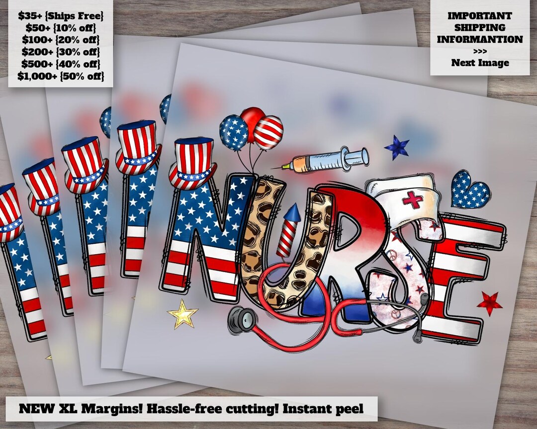 4th of July Nurse Design - Ready to Press, Heat Transfer, DTF - Nurse ...