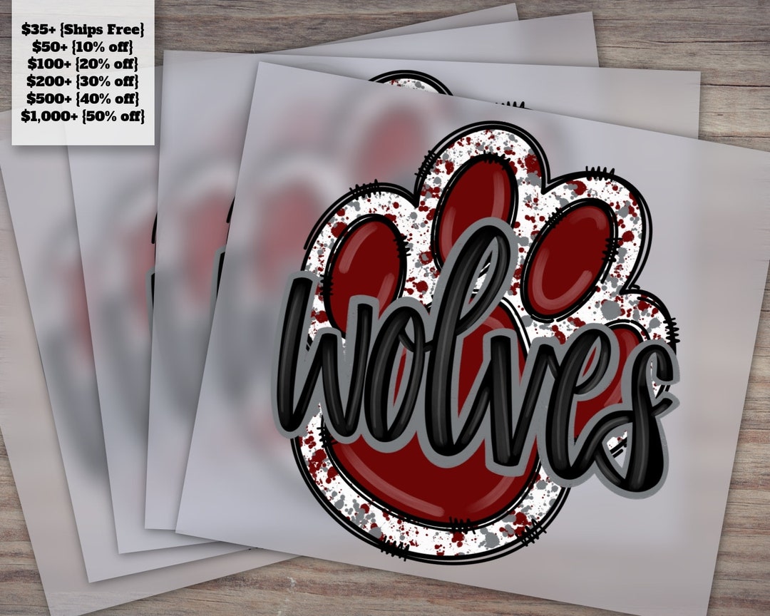 Maroon Gray Wolves Hand Drawn Football Design for Heat Transfer Ready ...