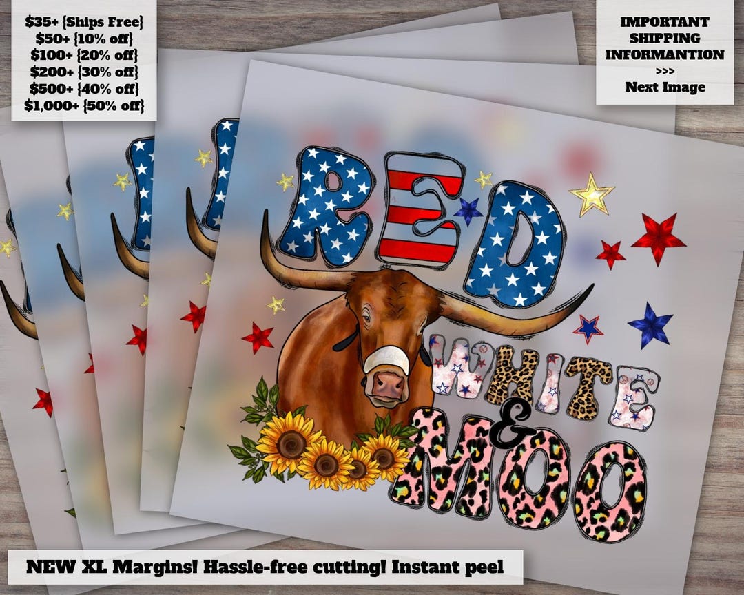 Red, White and Moo: Patriotic Cow Design, America Inspired, 4th July ...