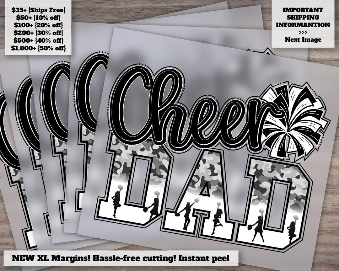 Cheer Dad Camo Black Design | Ready to Press Heat Transfer | DTF ...