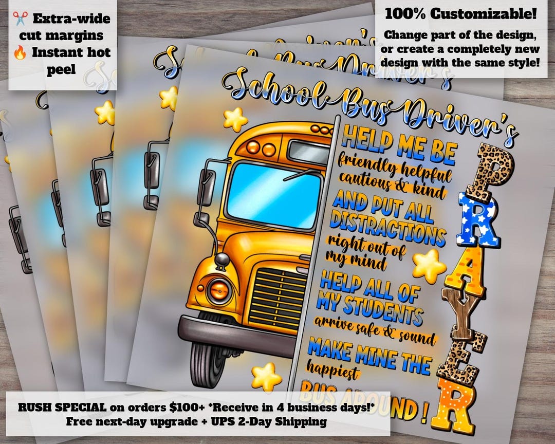 School Bus Driver Prayer Design for Back to School | Heat Transfer, DTF ...