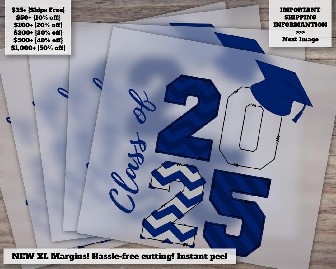 Class of 2025 Blue Grey Graduation Cap Design | Ready to Press Heat ...