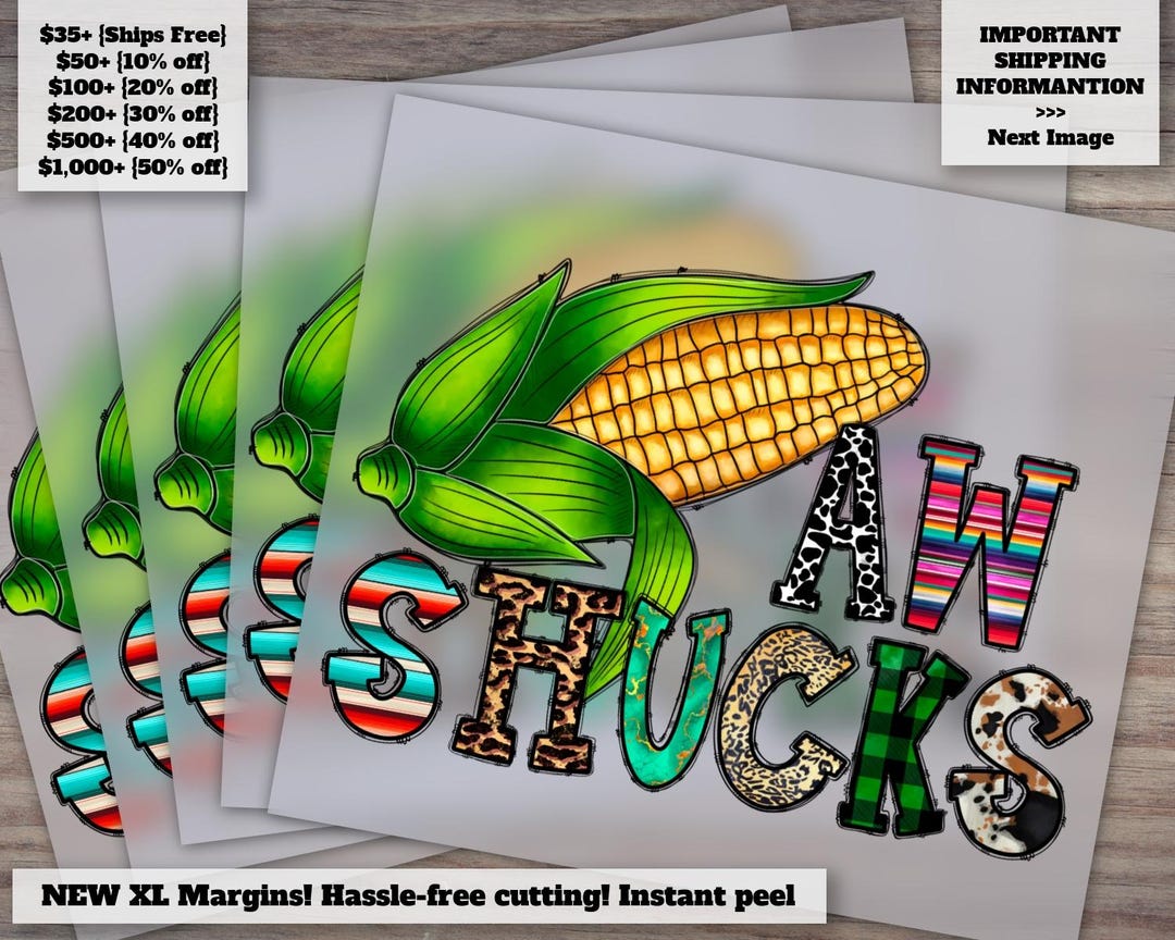 Aw Shucks Corn, Western Design, Ready to Press, Heat Transfer, DTF ...