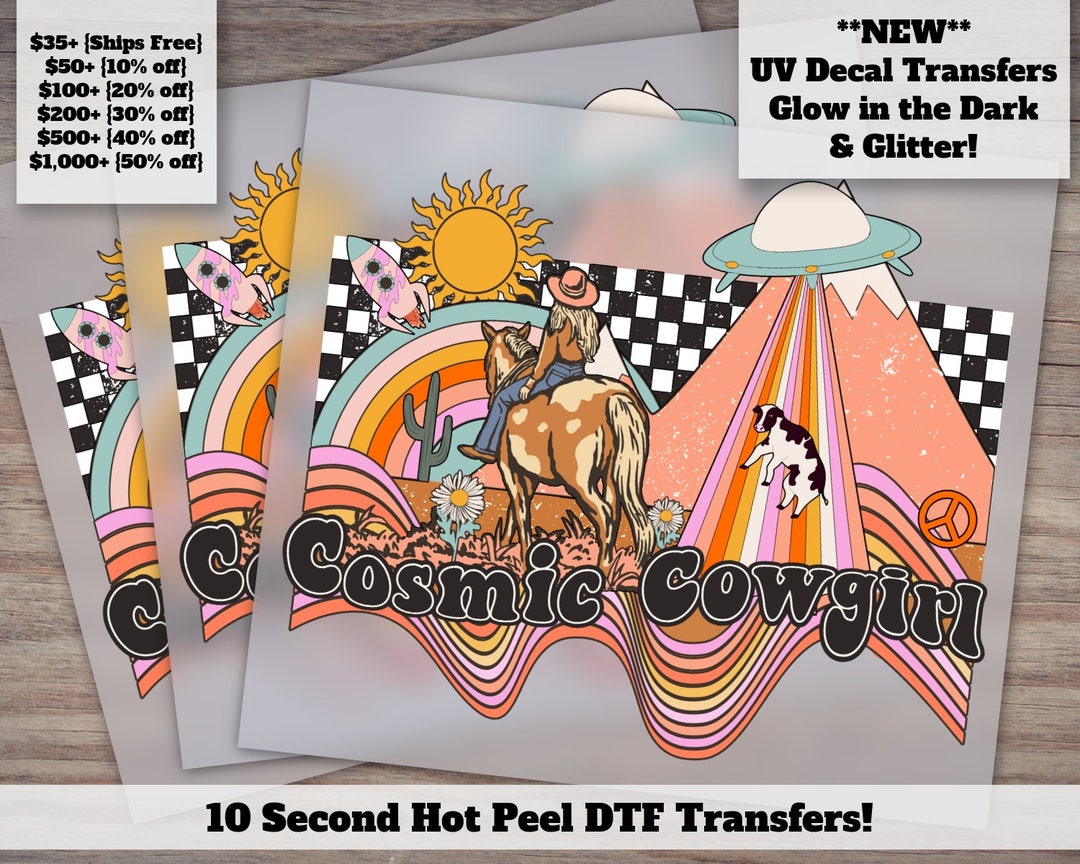 Retro Cosmic Cowgirl Design for Shirt Ready to Press Heat - Etsy