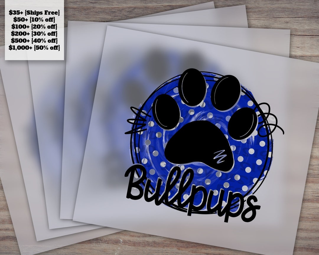 Bullpups Spirit Mascot Tee Polka Dot Design for Heat Transfer, DTF and ...