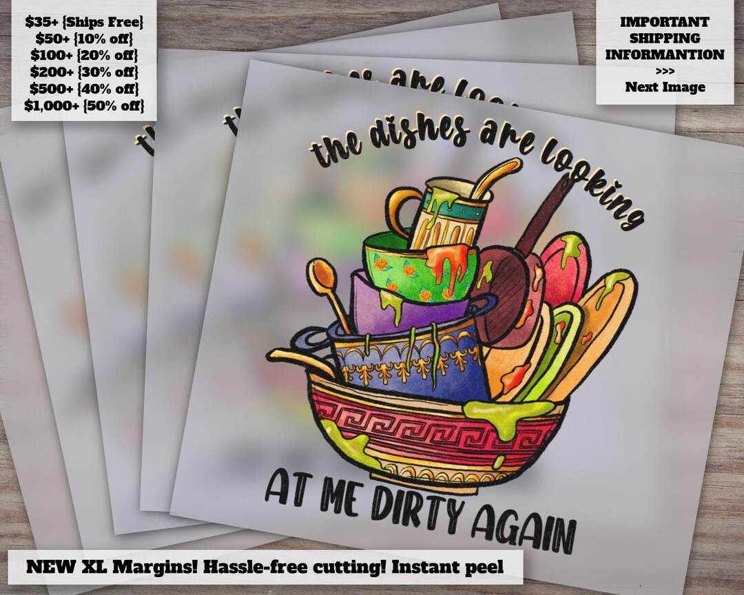 Dirty Dishes Funny Kitchen Design | Ready Press Heat Transfer, DTF ...