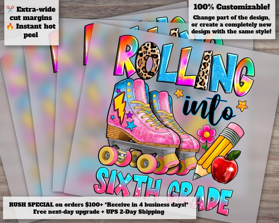 Sixth Grade Skate Design | 6th Birthday Skate | Ready to Press | Heat ...