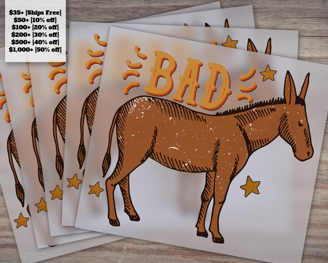 Retro Western Donkey Design Vintage Style, Shirt Transfers, DTF, Heat ...
