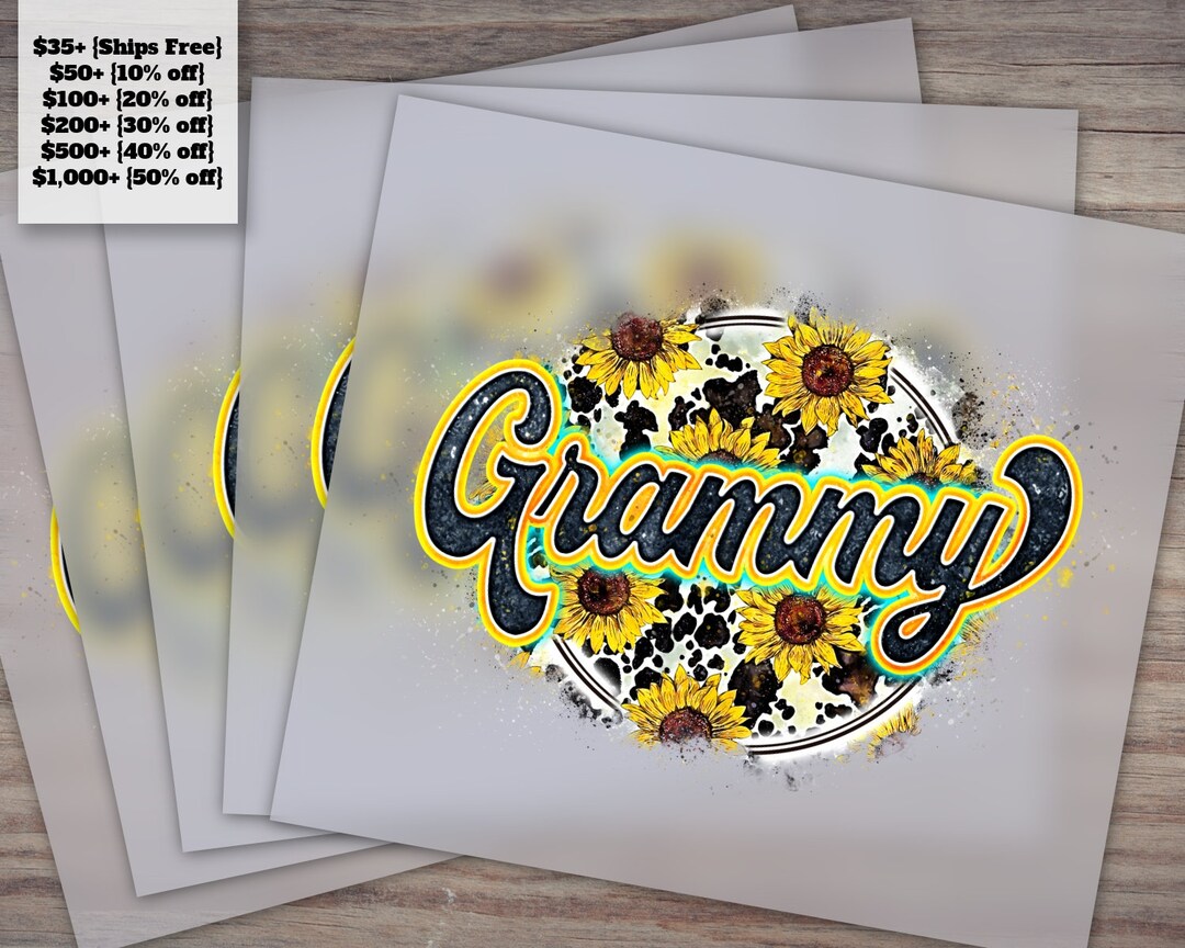 Grammy Cow Sunflower Art With Retro Lettering Grunge Circle Design ...