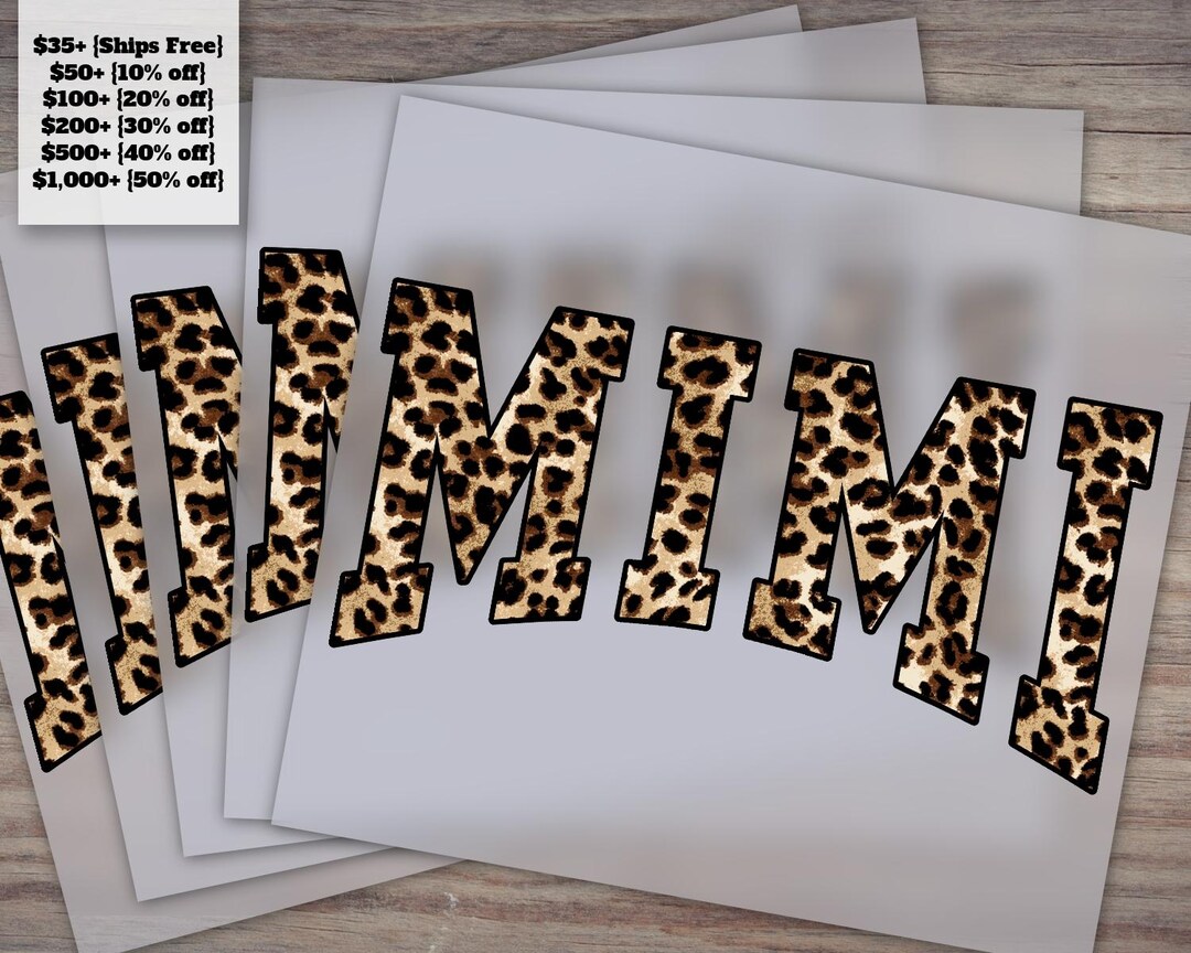 Mimi Leopard Cheetah Distressed Design, Heat Transfer, Waterslide, DTF ...