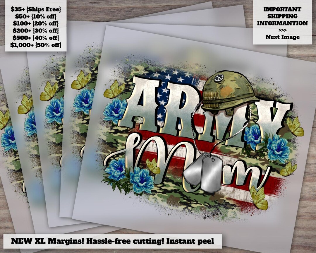 Army Mom Heat Transfer Design, American Flag Ready to Press, DTF ...