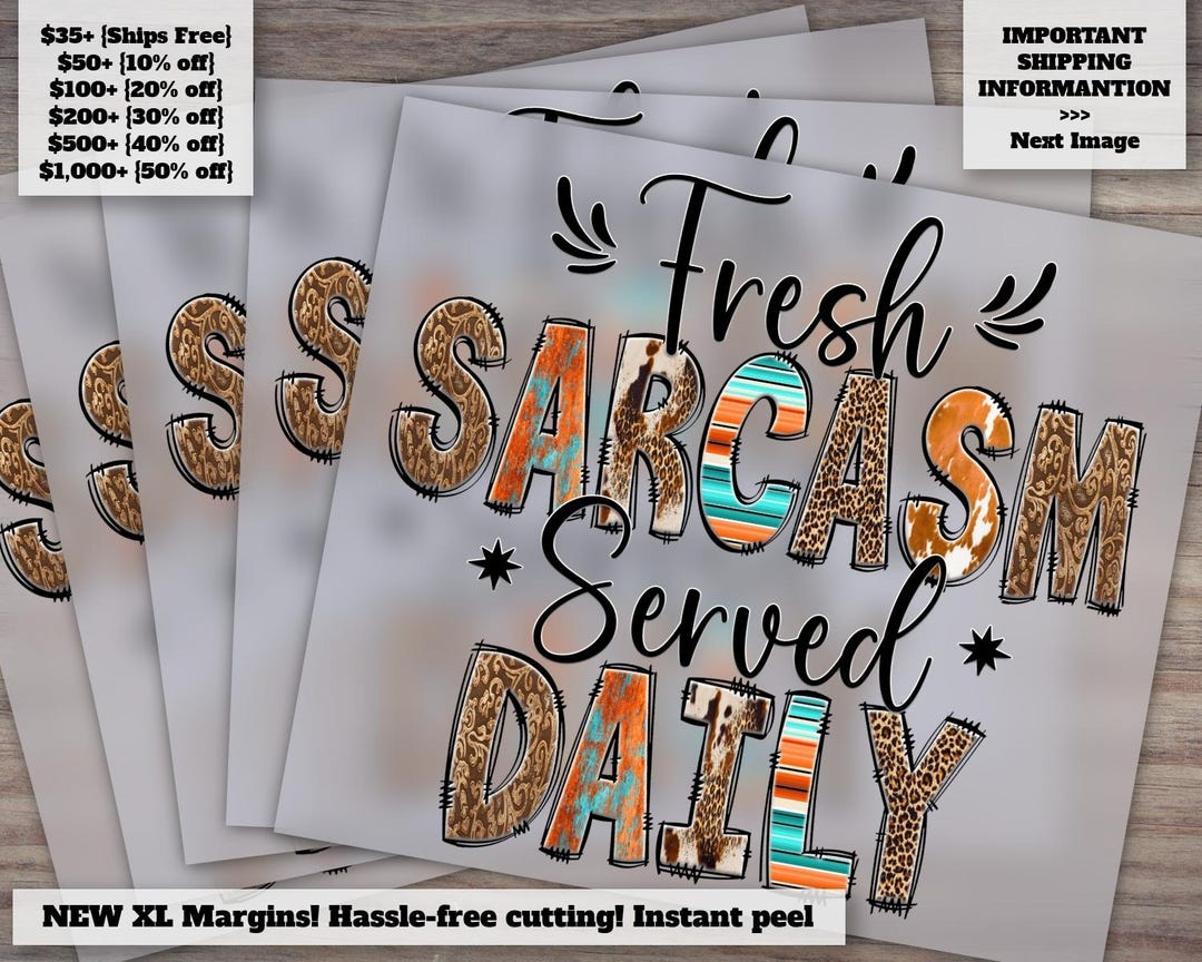 Sarcastic Quotes Heat Transfer Design - Leopard Print Western Style DTF ...