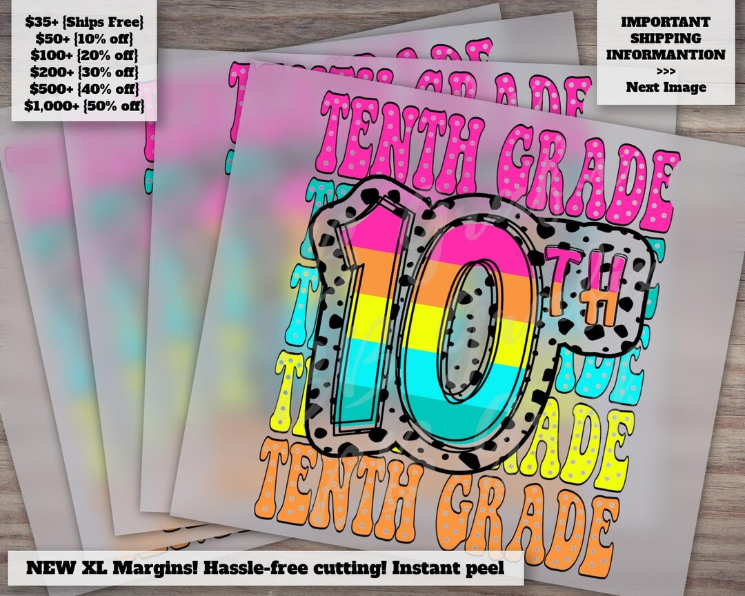 10th Grade Back to School Stacked Design | Ready to Press | Heat ...