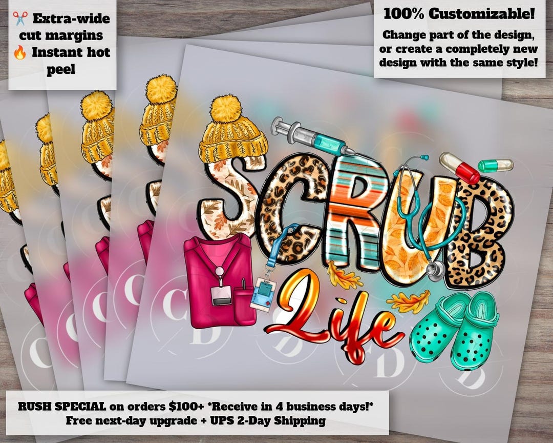 Scrub Life Fall Heat Transfer for Nurses, Cozy Autumn Nurse DTF ...
