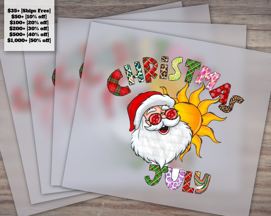 Santa Claus Heat Transfer Design, Western Christmas in July, Merry Xmas ...