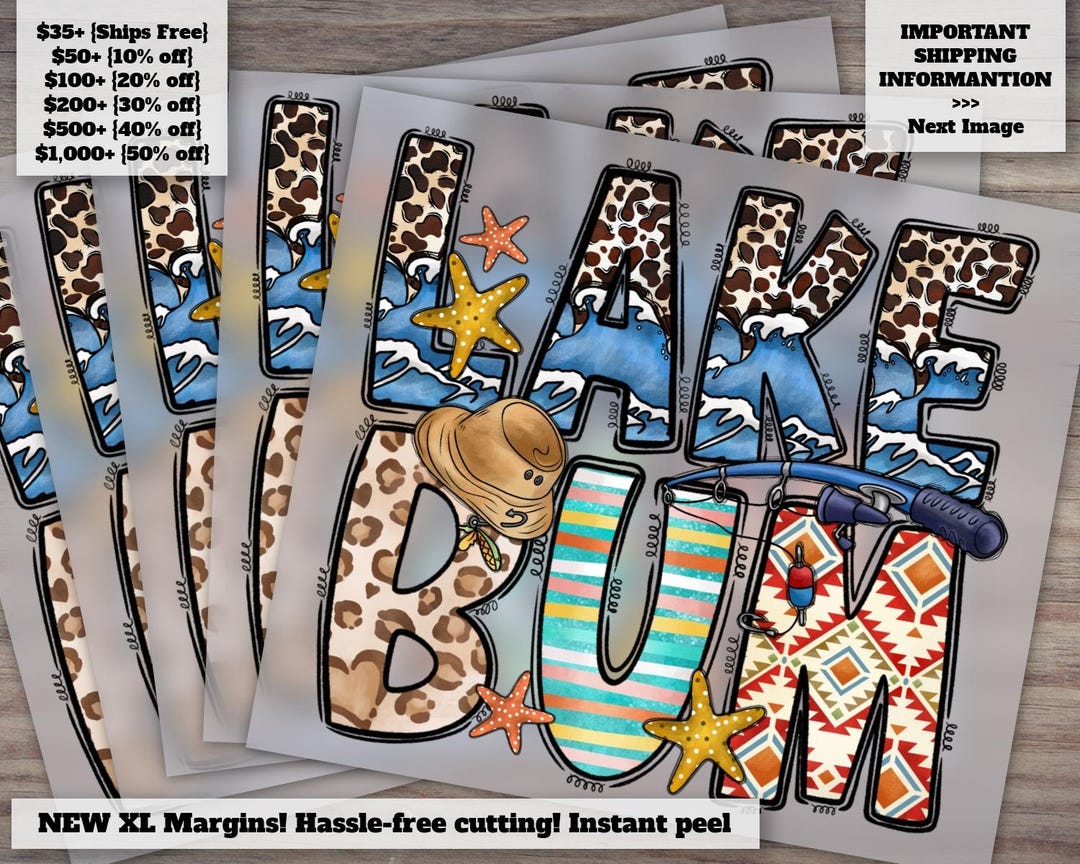 Summer Lake Bum and Sunset - Heat Transfer Ready Design - DTF, Ideal ...