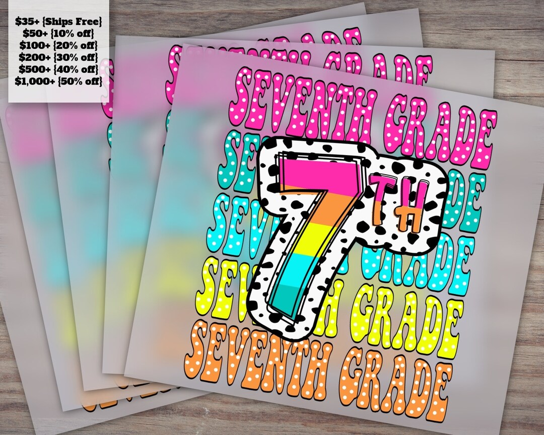 Seventh Grade Stacked Back to School Art Ready to Press Heat Transfer ...