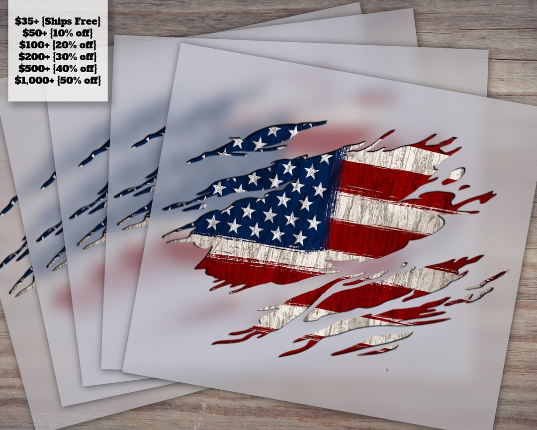 USA Flag Claw Design, Ripped Style, American Flag Artwork, Ready to Press, Heat Transfer, DTF ...