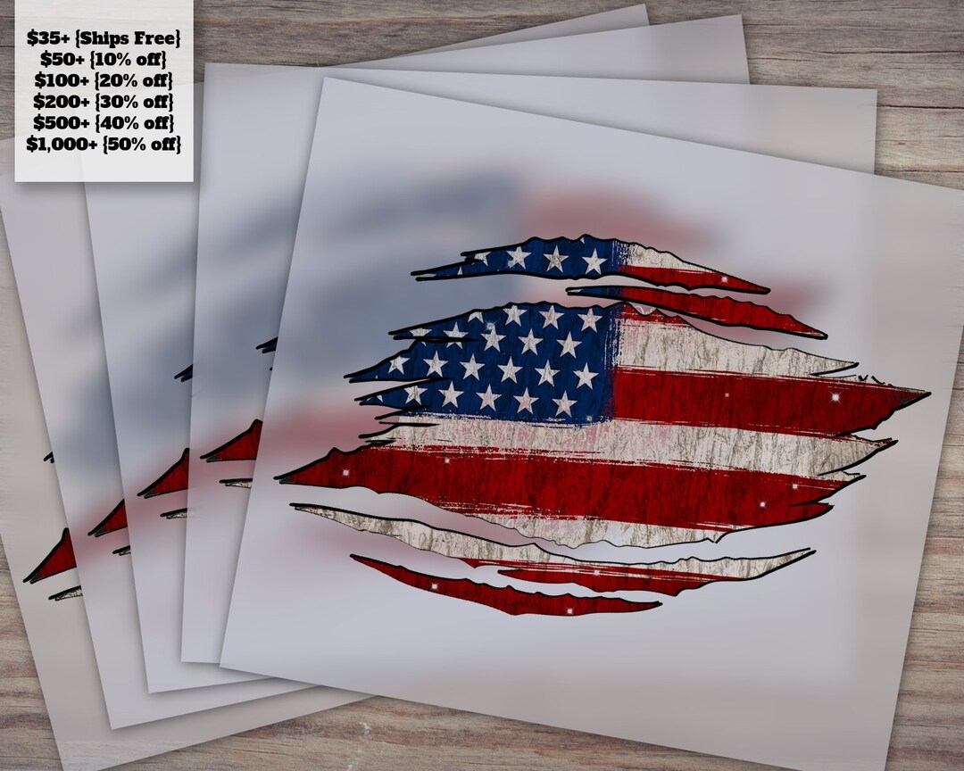 American Flag Ripped Design, Heat Transfer Ready, USA Flag Background ...