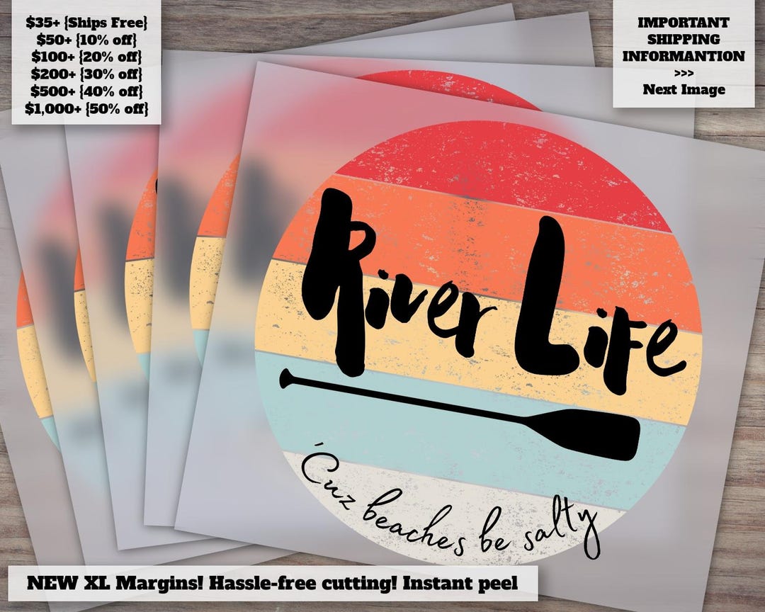 Retro River Life Design for Heat Transfer and DTF - Ideal for Beach and ...