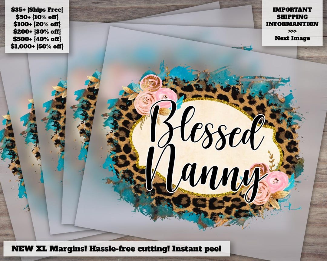 Blessed Nanny Artwork With Western Flower and Leopard, Ready to Press ...