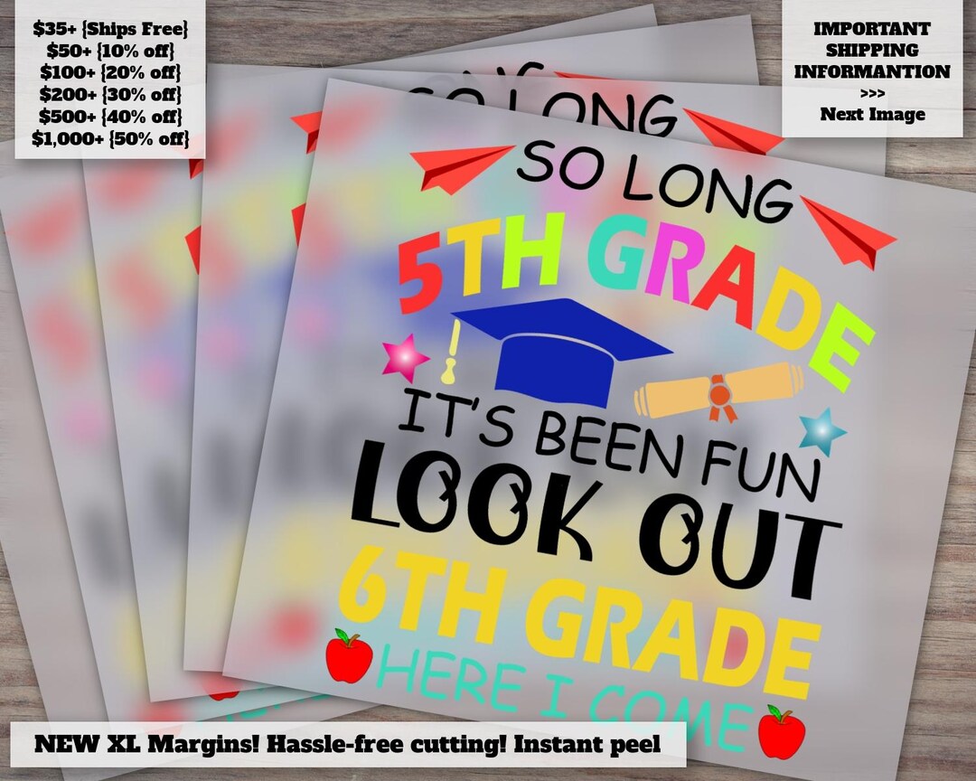 5th Grade Graduation Heat Transfer, Ready to Press DTF, Heading to 6th ...