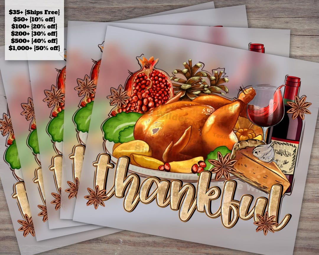 Thankful Turkey Design for Heat Transfer Autumn and Fall Vibes Ready to ...