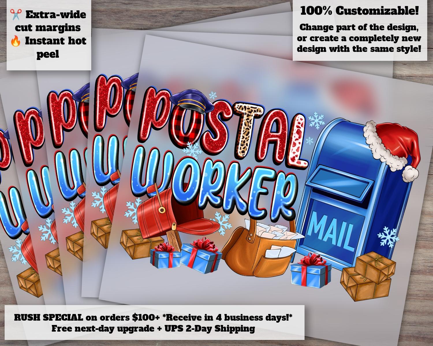 Merry Christmas Postal Worker Design - Holiday Heat Transfer for Gifts ...