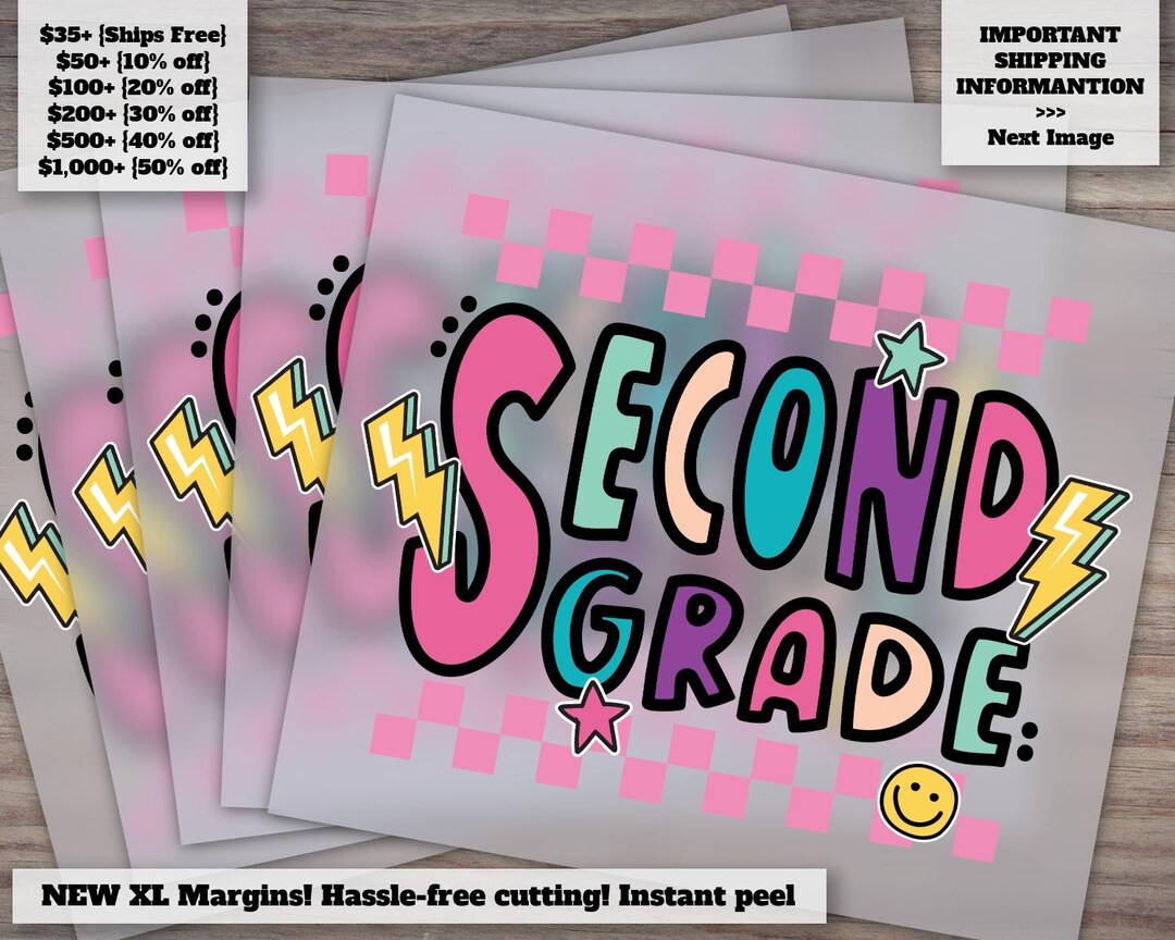 Back to School 2nd Grade Checkered Design, Ready to Press, Heat ...
