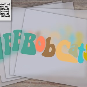 Retro Bobcats Groovy Transfer Letters Ready-to-press and DTF Heat ...