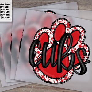 Cubs Hand Drawn Design Ready to Press Heat Transfer Football Mascot Red ...