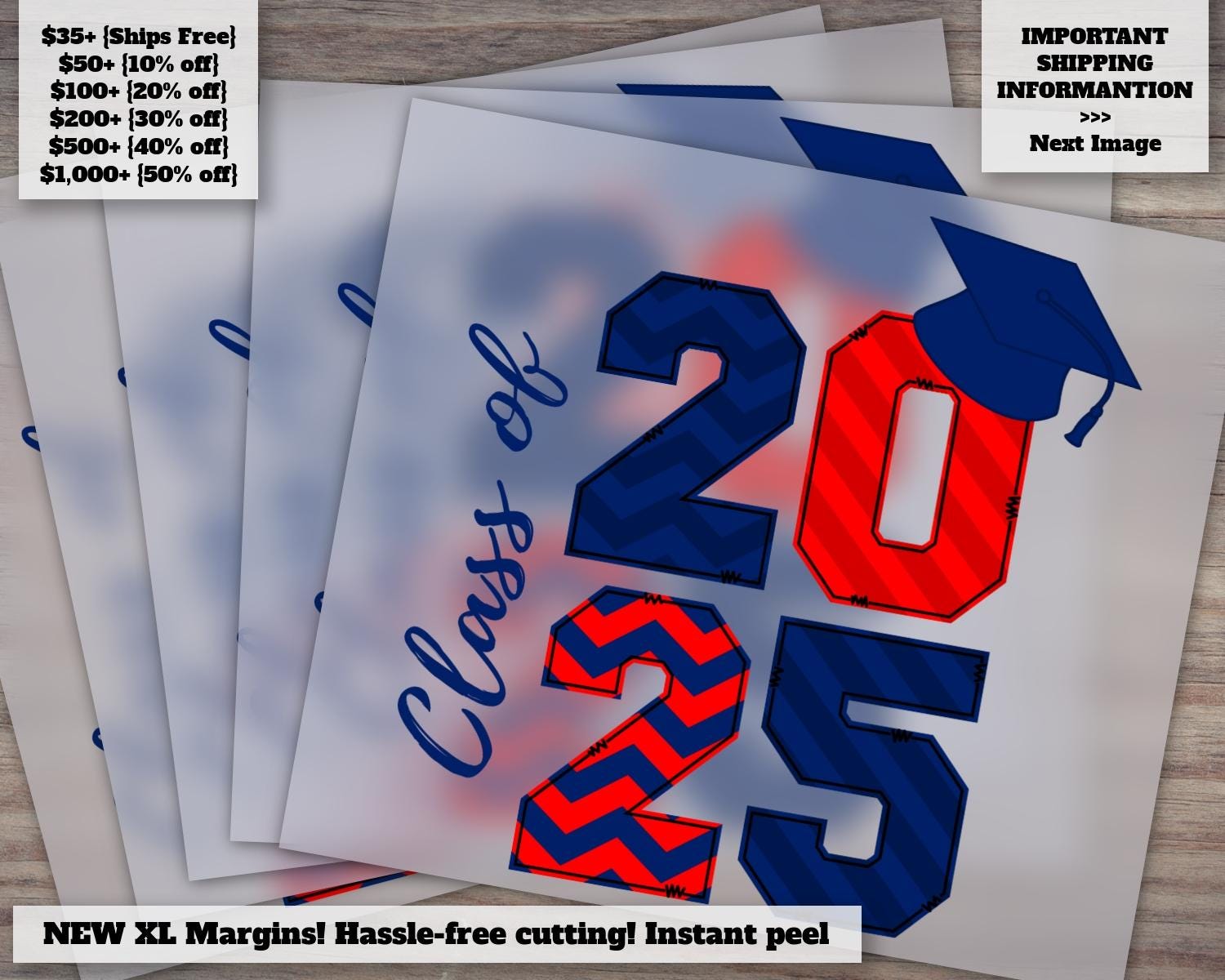 Class of 2025 Blue Red Grad Cap Graduation Design | Heat Transfer, DTF ...