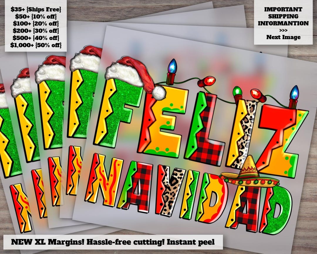 Feliz Navidad Mexican Christmas Design, Ready to Press Heat Transfer ...