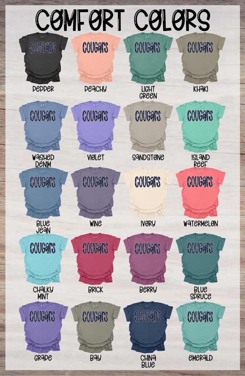 Cougars Glitter Hand Drawn Faux Sequins Patch | Football Heat Transfer | DTF Ready to Press ...