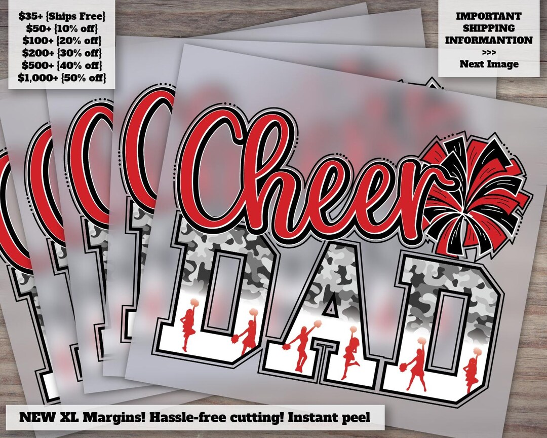 Camo Cheer Dad Design | Red Cheerleader Heat Transfer | Ready to Press ...