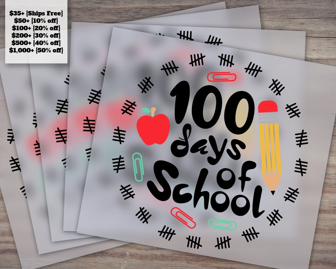 100 Days of School Dtf Transfer Print, Teacher Dtf, Popular Sublimation ...