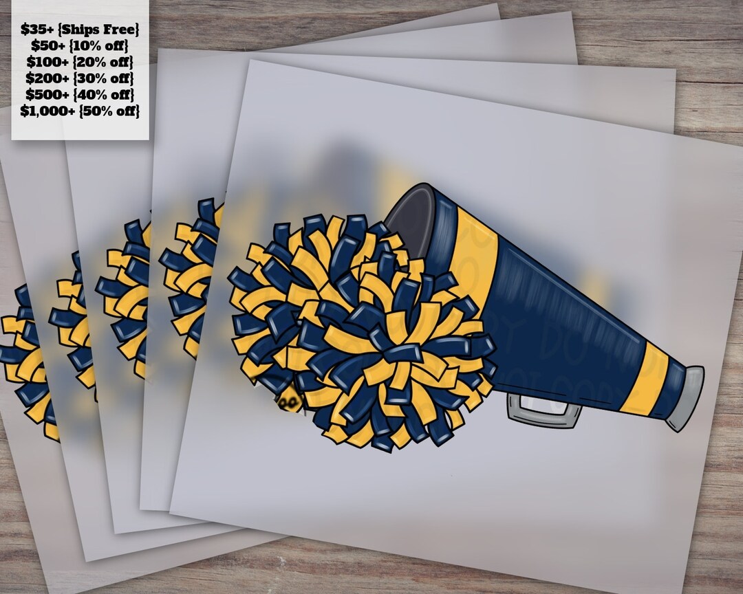 Hand-drawn Blue-gold Cheer Team Design Ready-to-press DTF, Heat ...